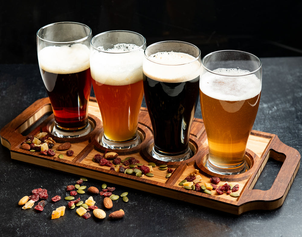 Personalized Pint Glass Beer Flight Trays - Espresso